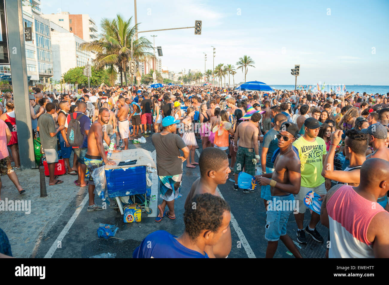 RIO DE JANEIRO, BRAZIL - FEBRUARY 07, 2015: Crowds of Brazilians ...