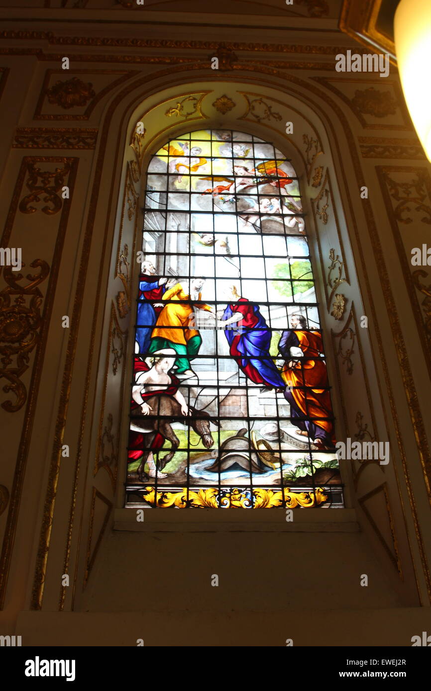 Stained Glass window beautiful colours Stock Photo - Alamy