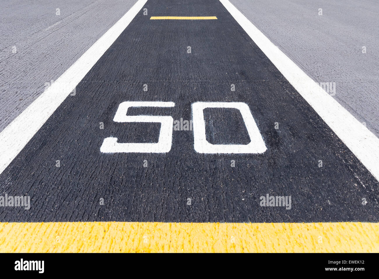 Fifty metre sign on the road Stock Photo - Alamy