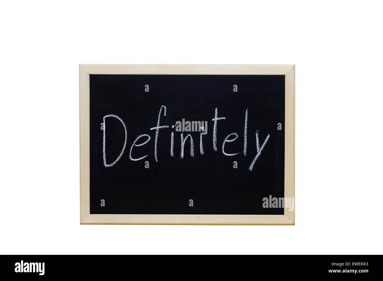 definitely written with white chalk on blackboard Stock Photo - Alamy