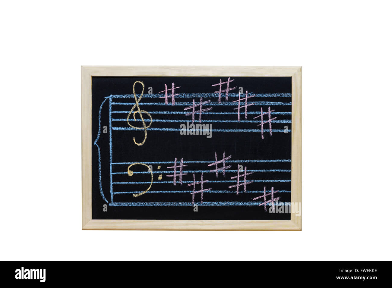 music staff in key B written on blackboard Stock Photo - Alamy