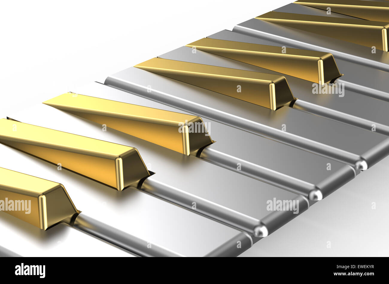 piano with golden and silver keys isolated on white background Stock ...