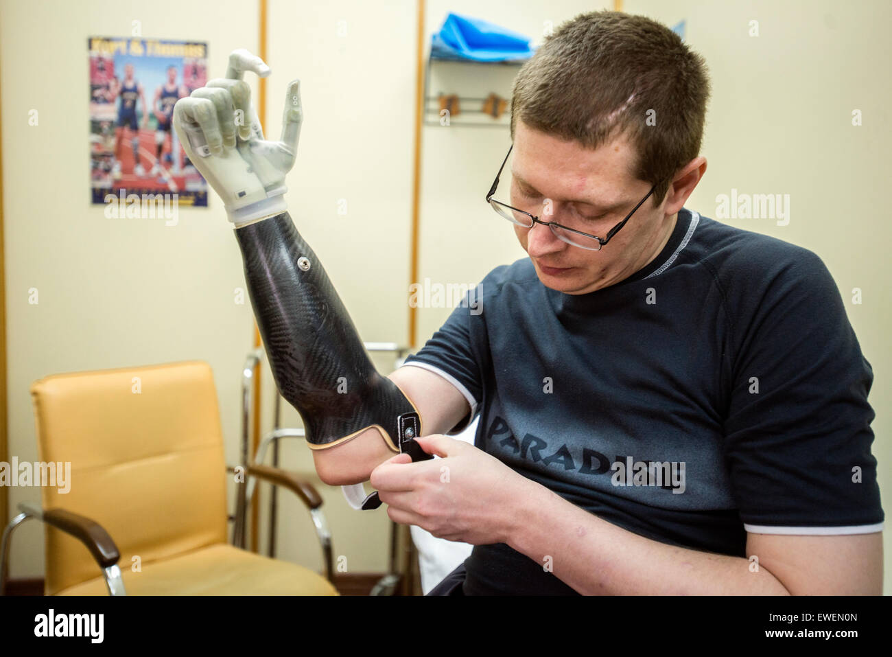 Ukrainian soldier Stuzhenko Vasyl, who lost his arm and a leg during ...