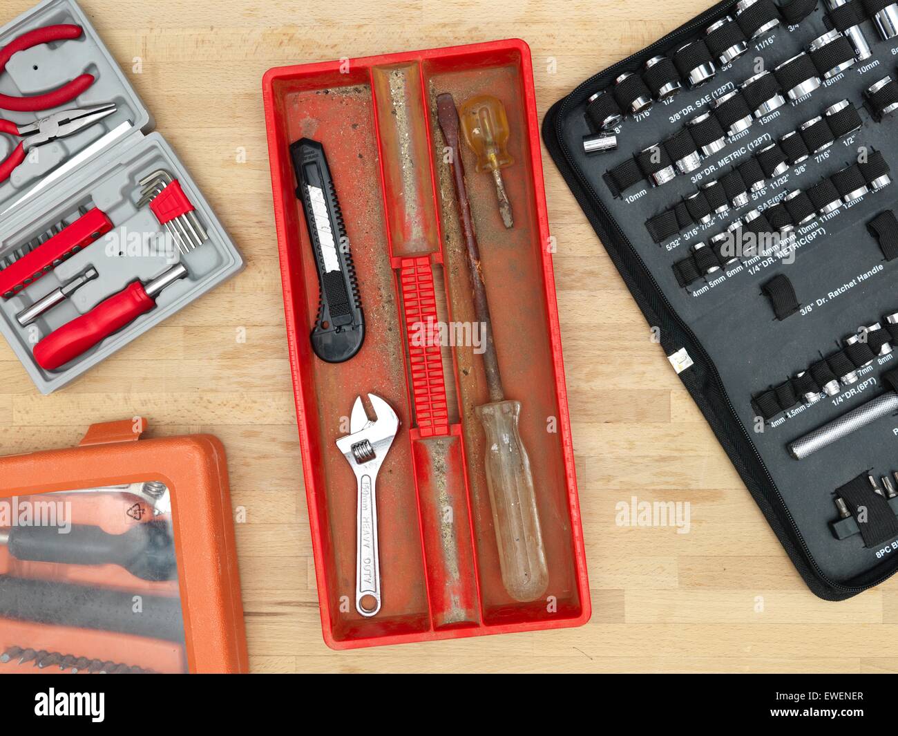 A close up shot of workshop items Stock Photo - Alamy