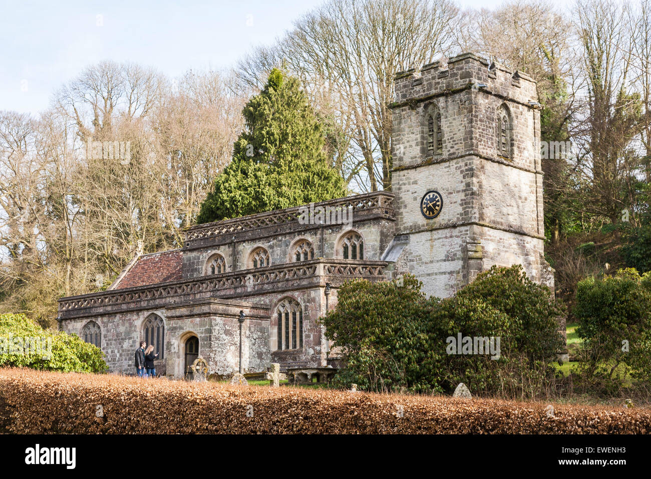 Fourteenth century Church of St Peter in Stourton, Wiltshire, UK in ...