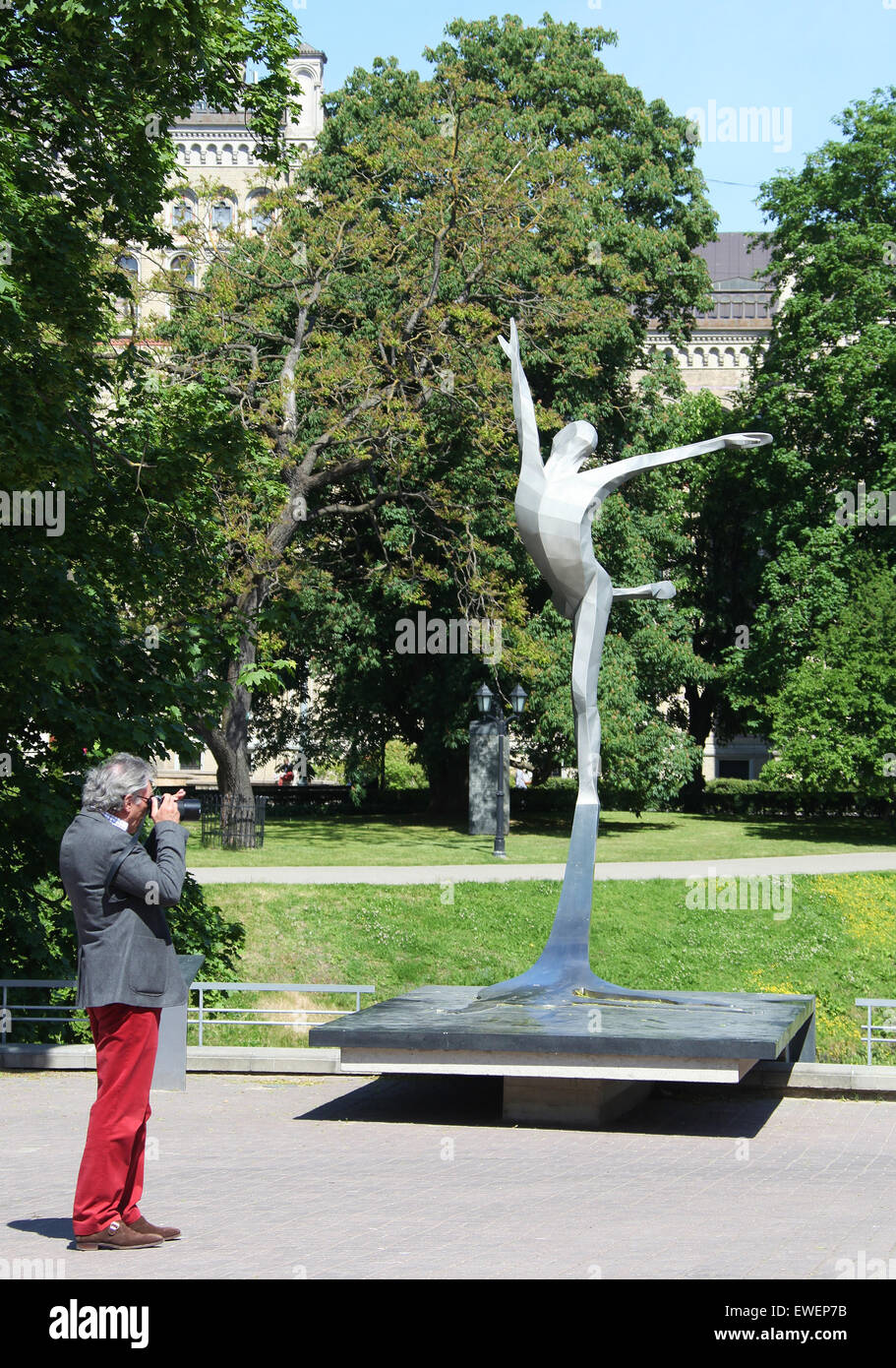 Statue of the famous Soviet Latvian ballet dancer Maris Rudolfs Leipa ...