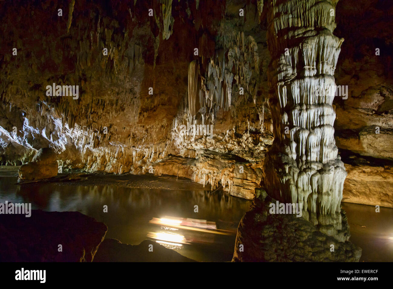 Exploring the Tham Lod Cave by bamboo raft, Pang Mapha Thailand Stock ...