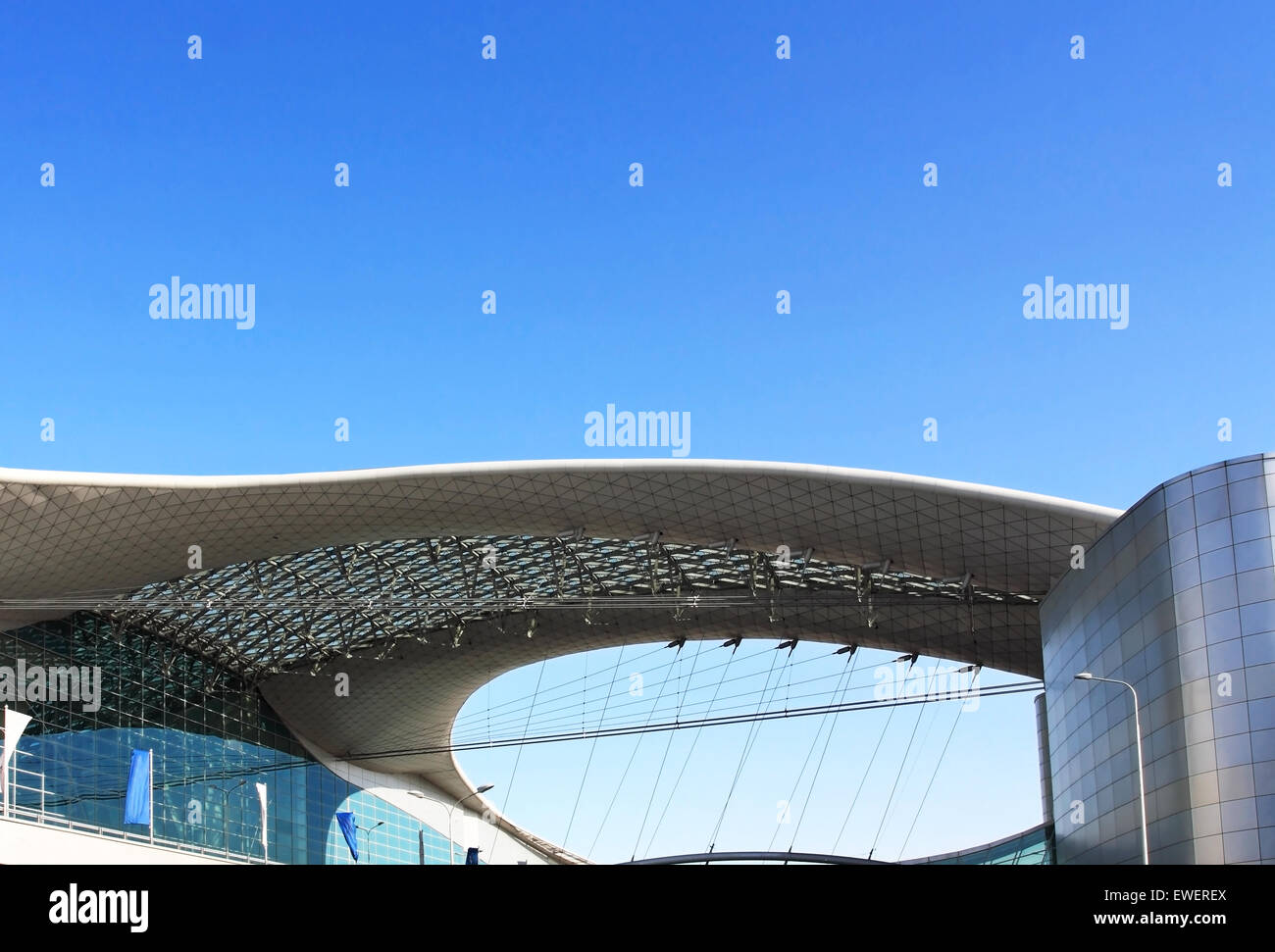 Top of the huge building built in a futuristic style Stock Photo - Alamy