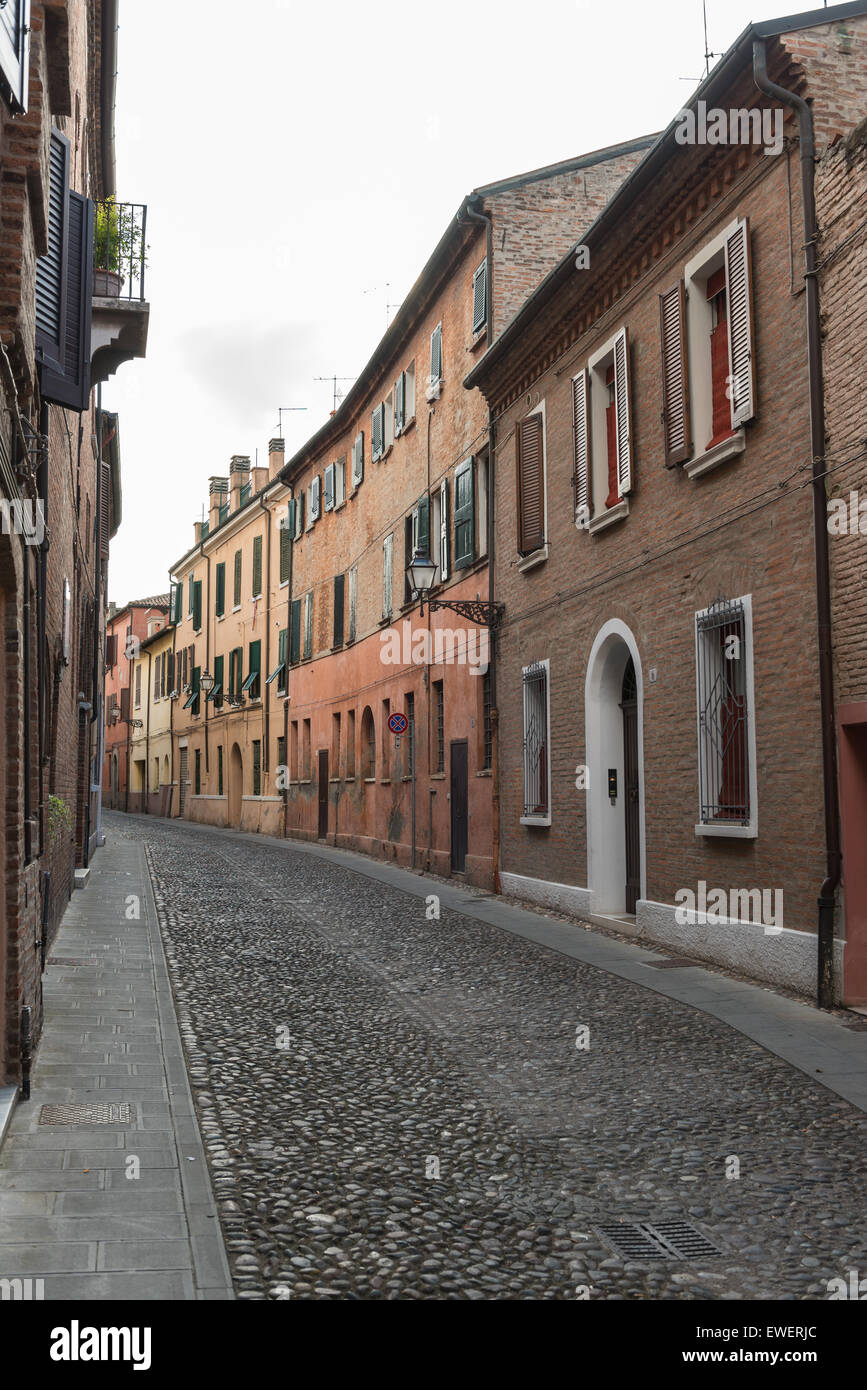 Ancient medieval street in the downtown of Ferrara city Stock Photo - Alamy