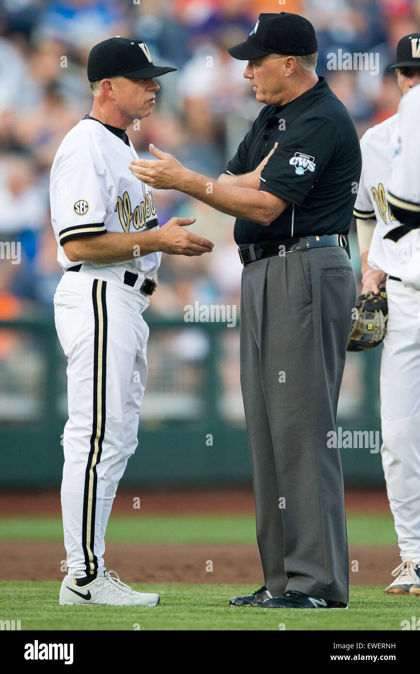 Omaha, NE, USA. 24th June, 2015. Vanderbilt Head Coach Tim Corbin ...
