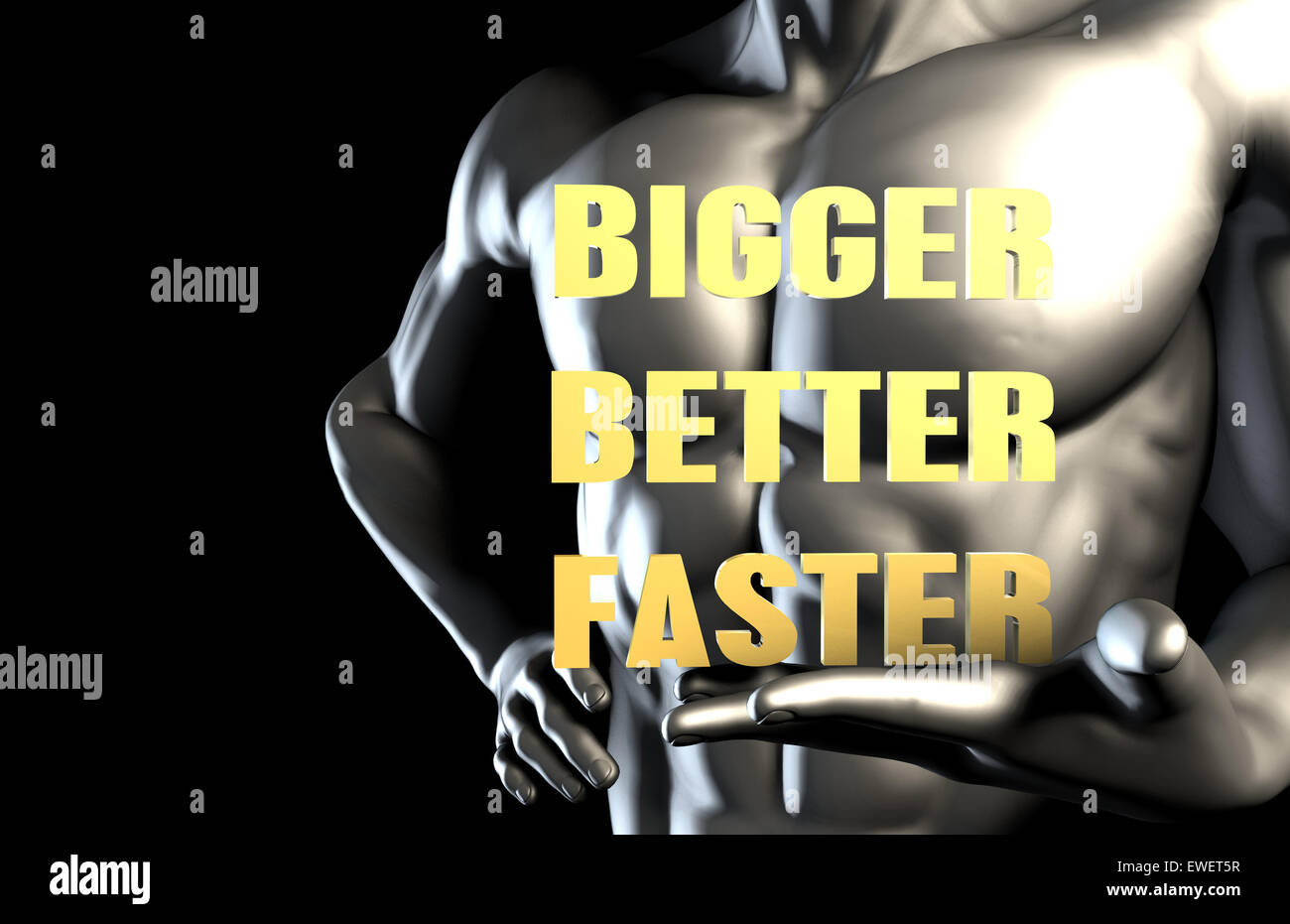 Bigger better faster With a Business Man Holding Up as Concept Stock ...