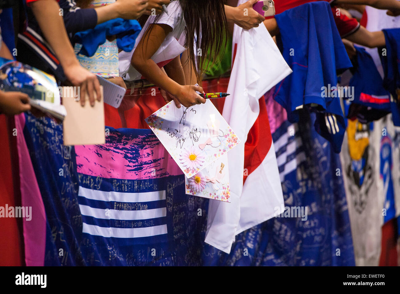 Vancouver, Canada. 23rd June, 2015. Japanese fans interact with players ...