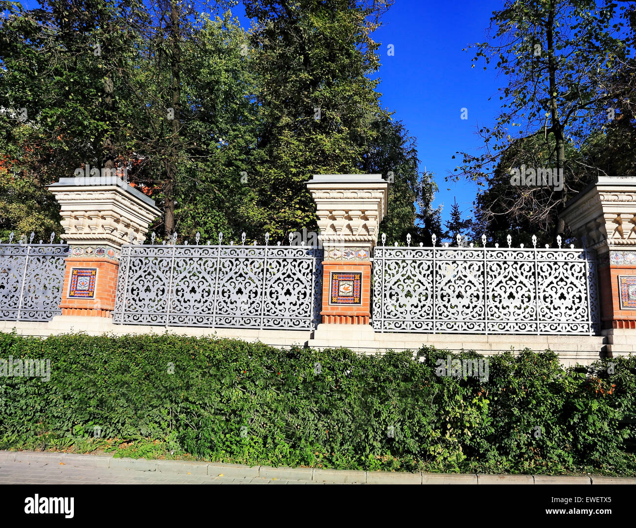 Column old fence with paintings in the old Russian style Stock Photo ...
