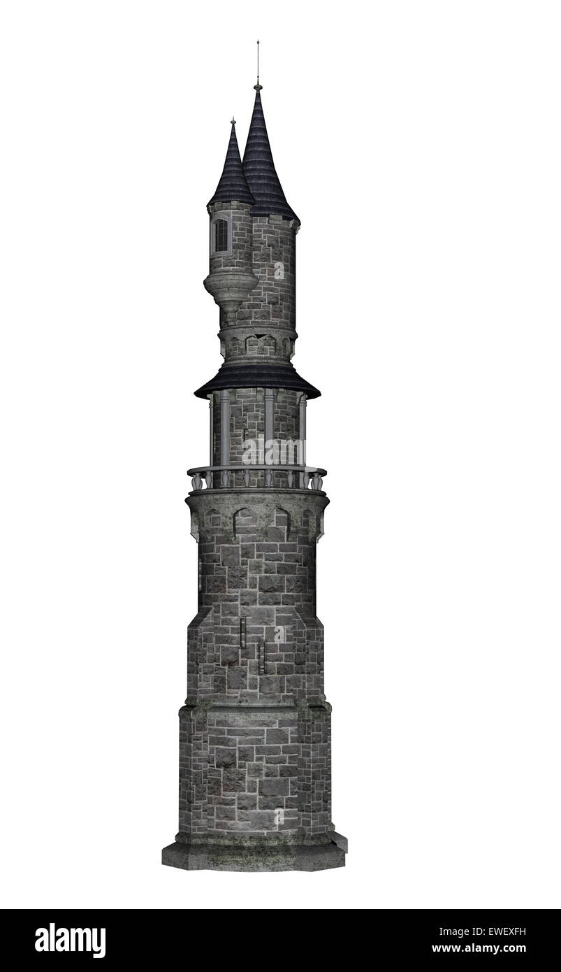 Castle tower isolated in white background - 3D render Stock Photo - Alamy