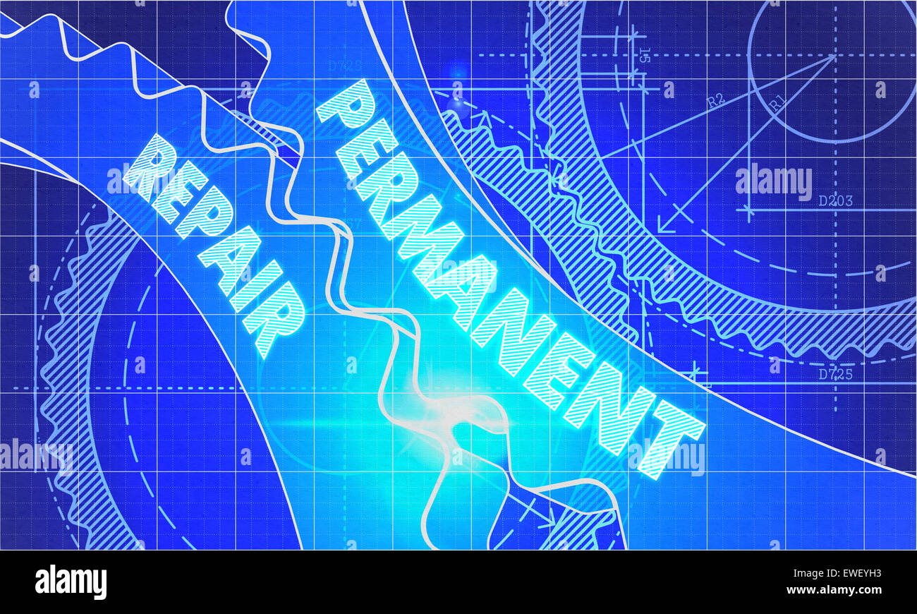 Permanent Repair on the Cogwheels. Blueprint Style Stock Photo - Alamy