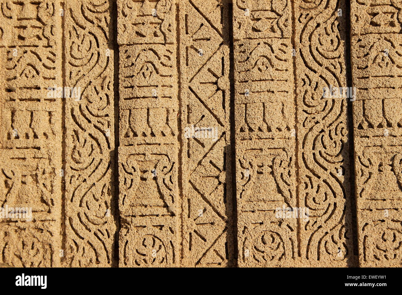 Fine artwork on wall of Rukmini Temple on seashore at Dwaraka, Gujarath ...