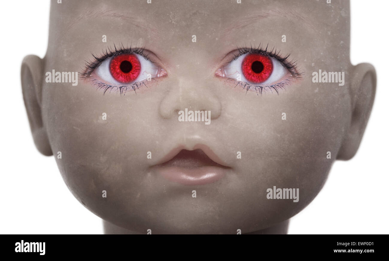 Scary doll face with human looking eyes Stock Photo - Alamy