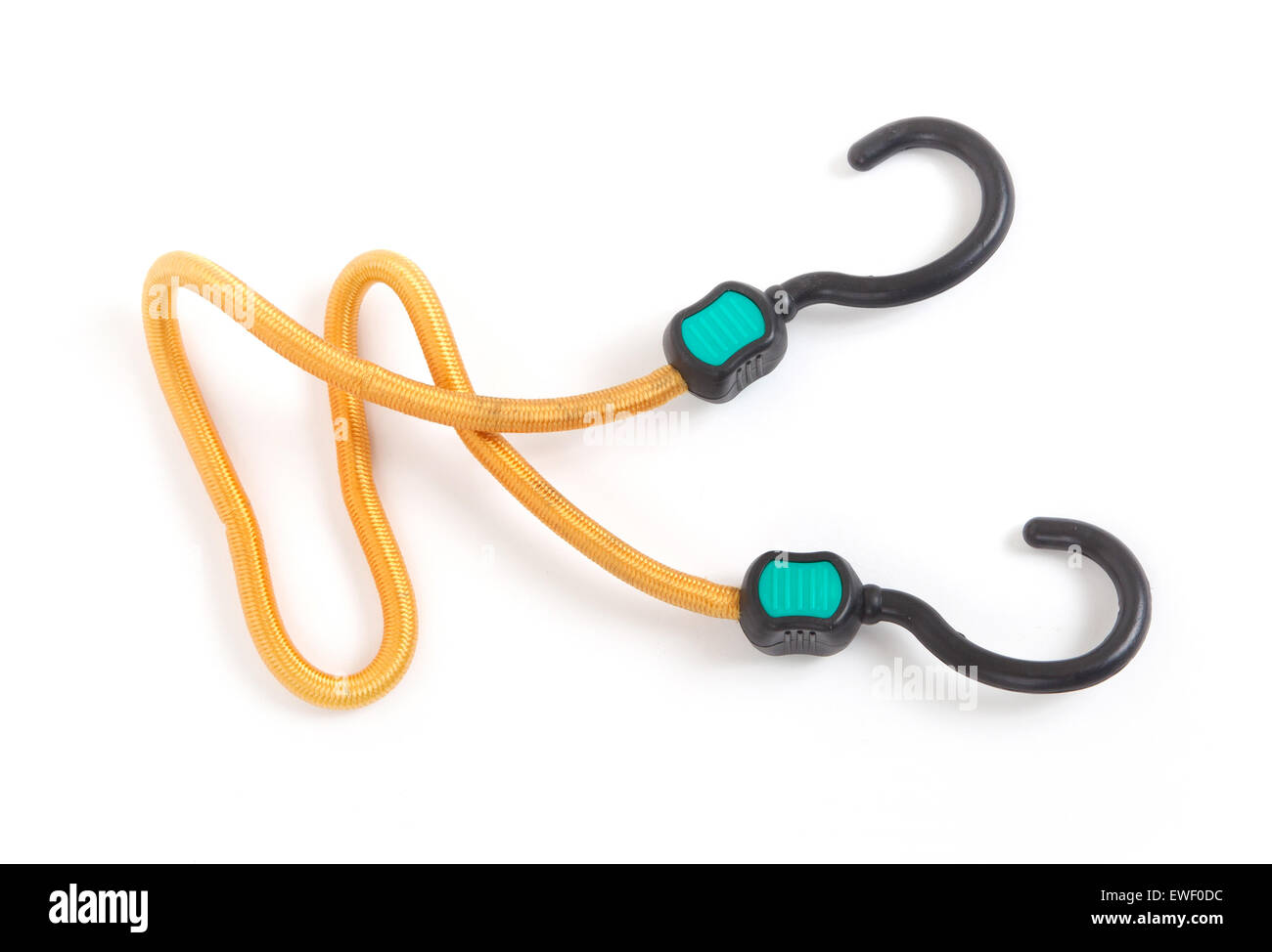 Black hook with elastic rope on a white background Stock Photo - Alamy