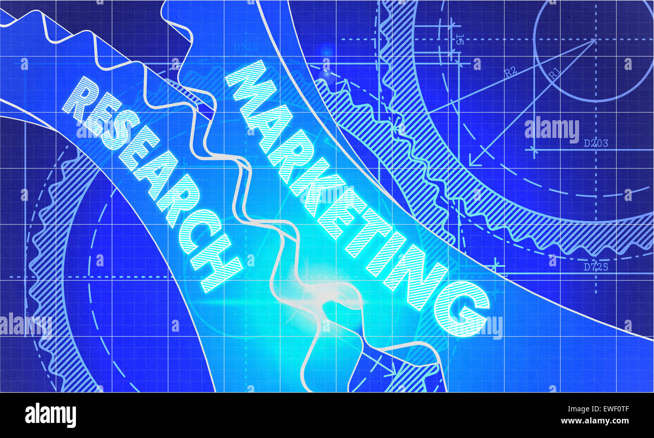 Marketing Research on the Gears. Blueprint Style Stock Photo - Alamy