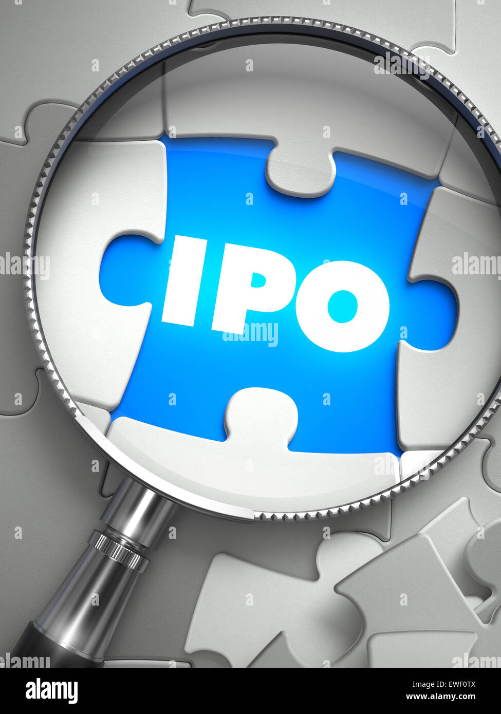 IPO - Missing Puzzle Piece through Magnifier Stock Photo - Alamy