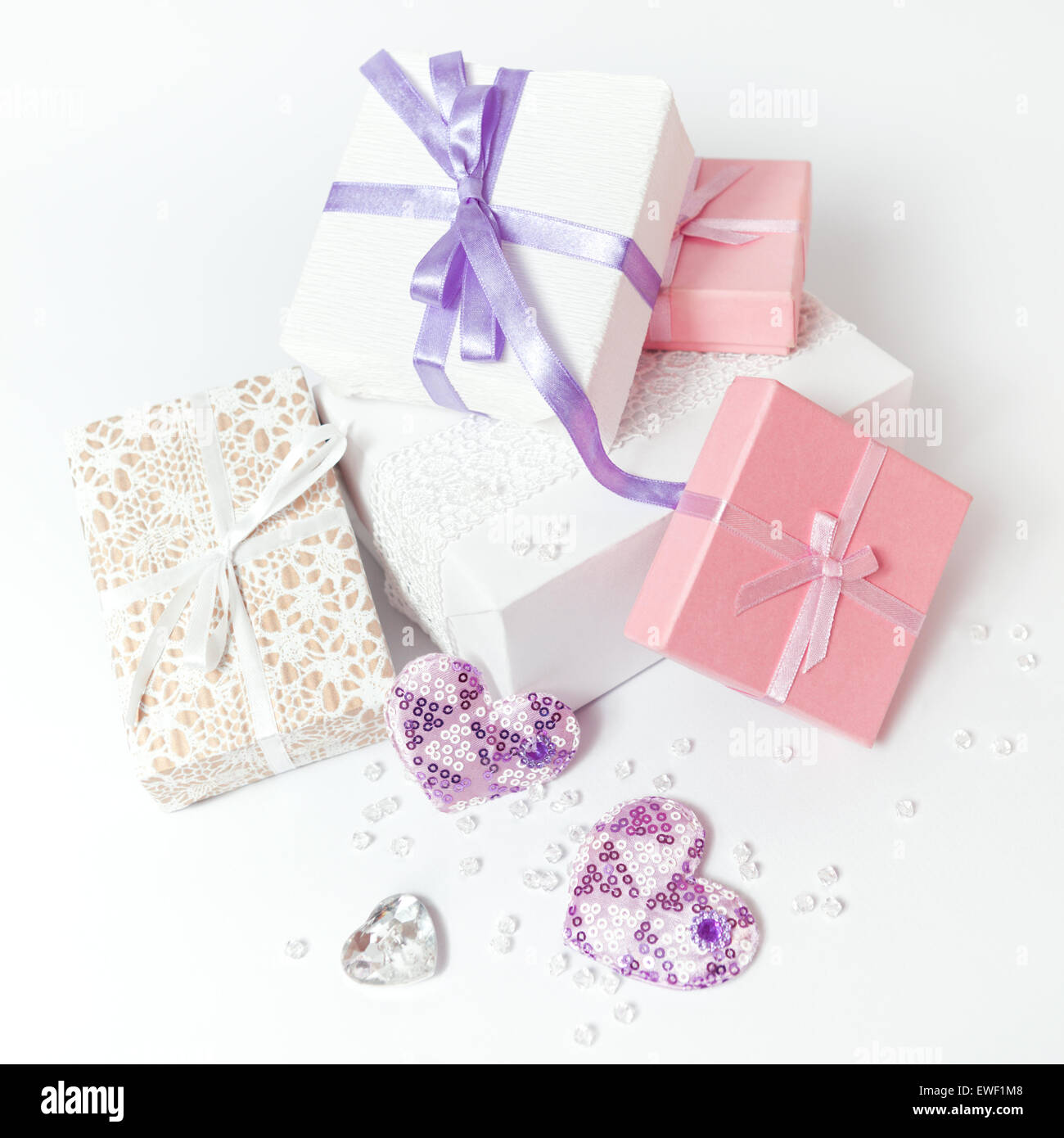 Cute gift boxes in pastel colors Stock Photo - Alamy