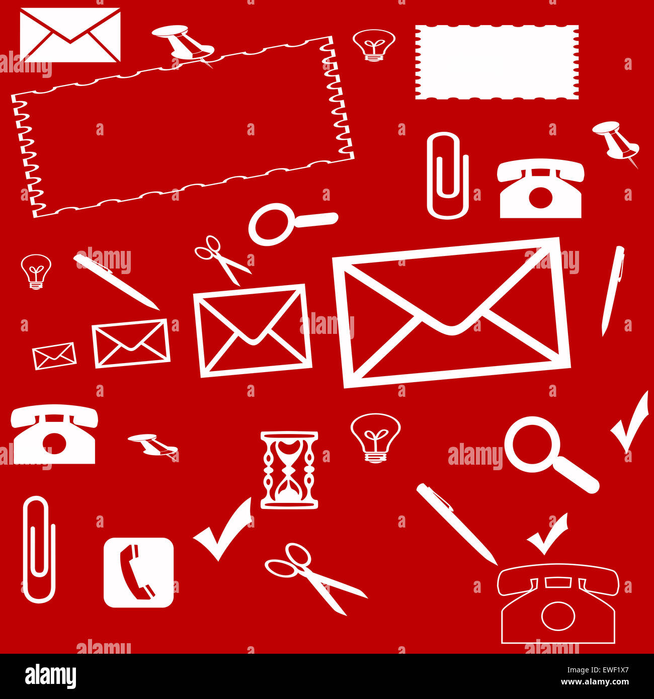 Red background with different things Stock Photo - Alamy