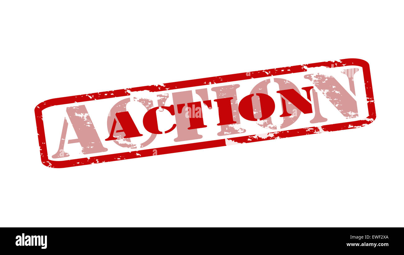 Rubber stamps with word action inside, illustration Stock Photo - Alamy