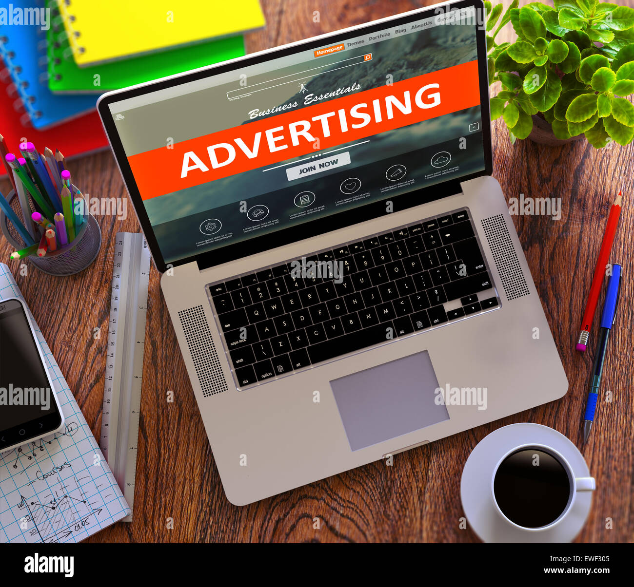 Advertising. Office Working Concept Stock Photo - Alamy