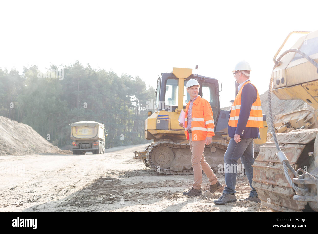 Construction walking holding working construction site hi-res stock ...