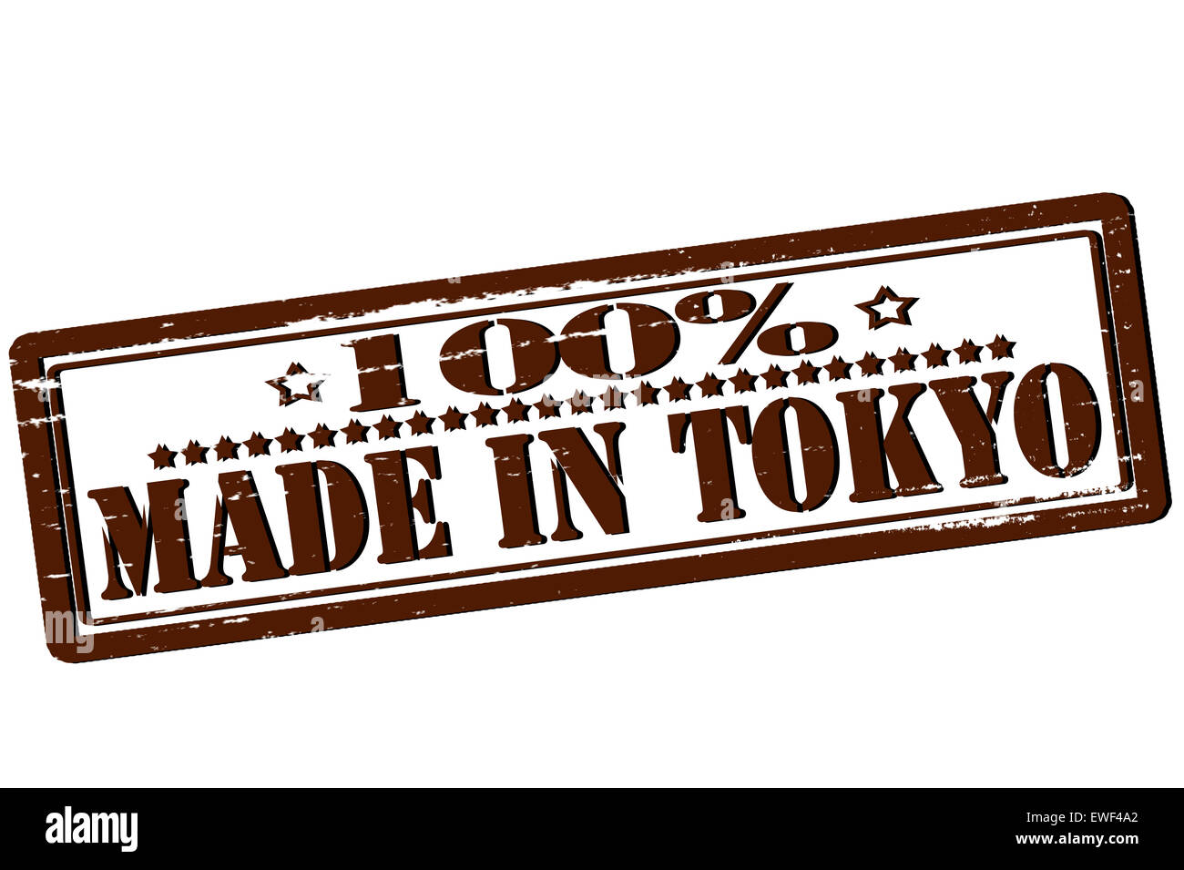 Rubber stamps with text one hundred percent made in Tokyo inside ...