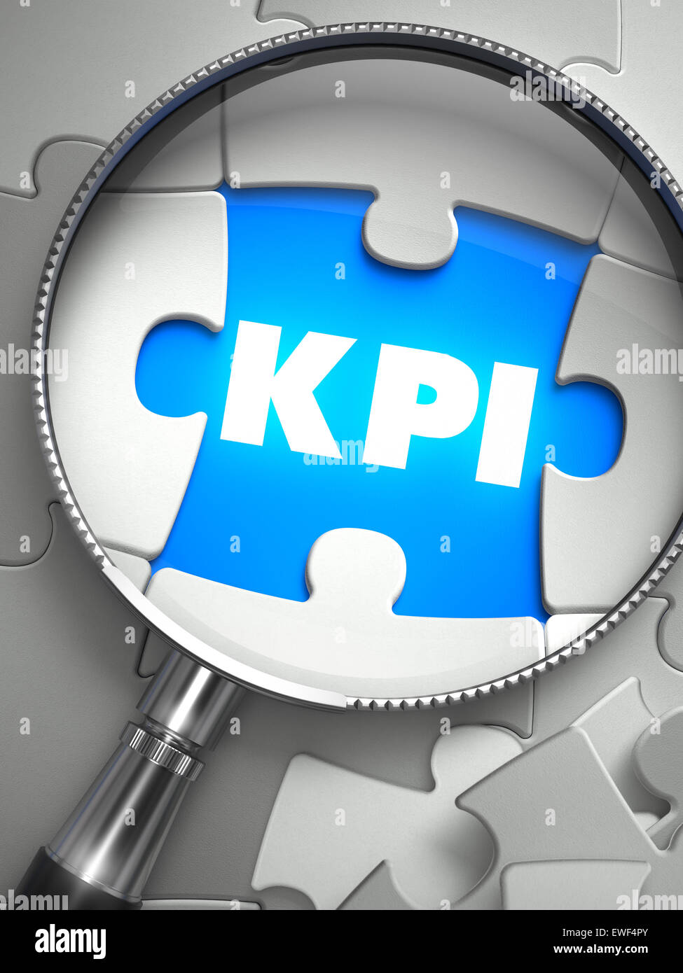 KPI - Missing Puzzle Piece through Magnifier Stock Photo - Alamy