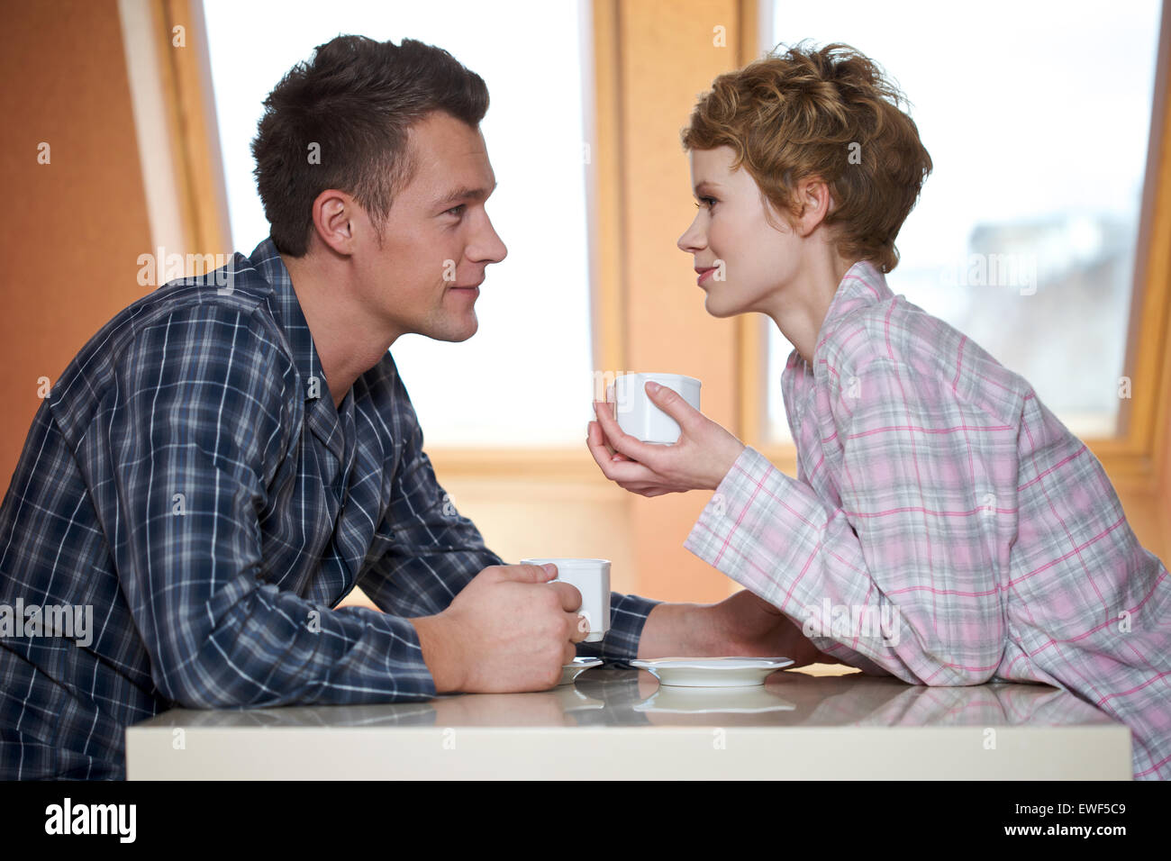 Couple drinking coffee Stock Photo - Alamy