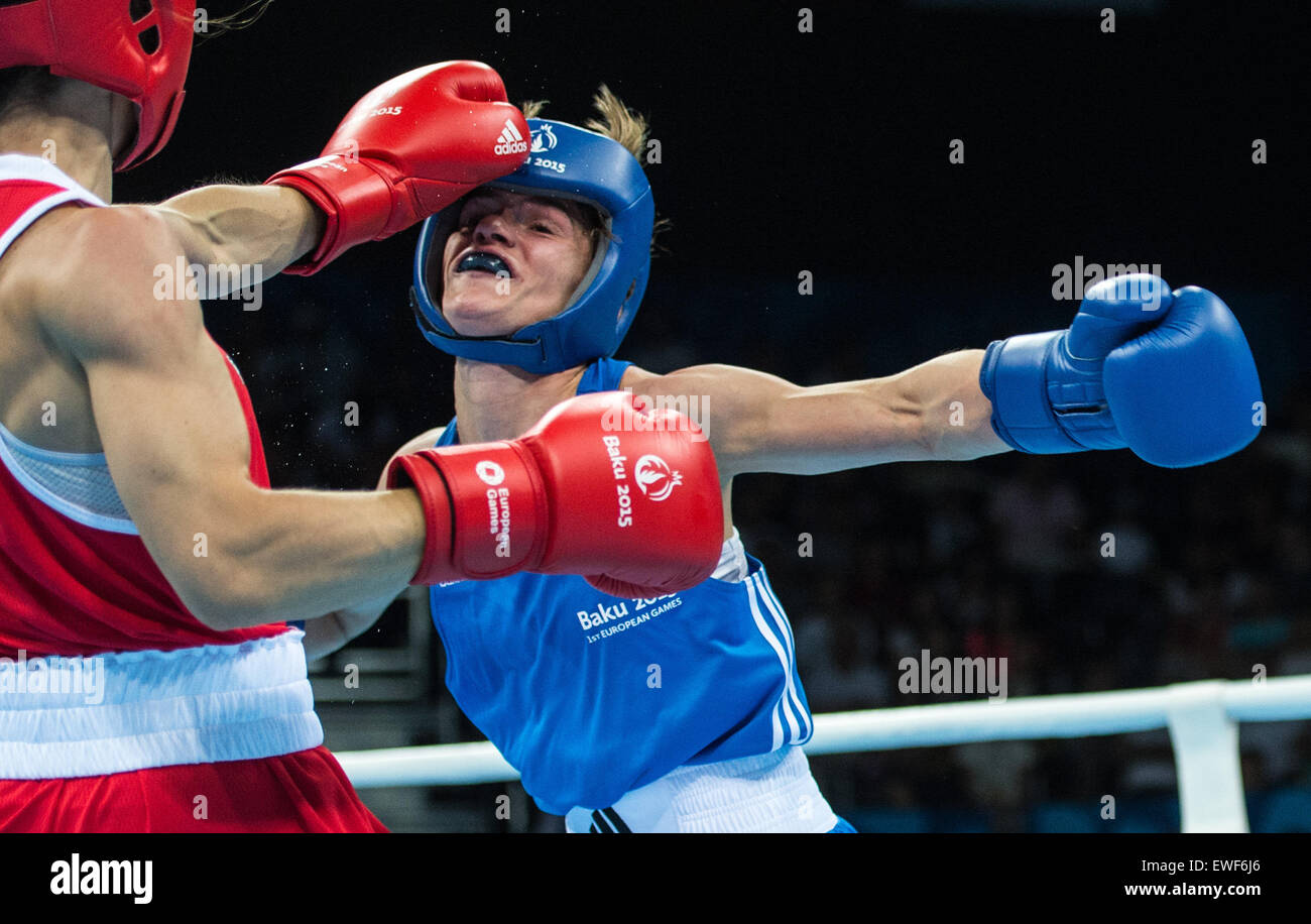 Baku, Azerbaijan. 25th June, 2015. Germanys Azize Nimani (blue ...