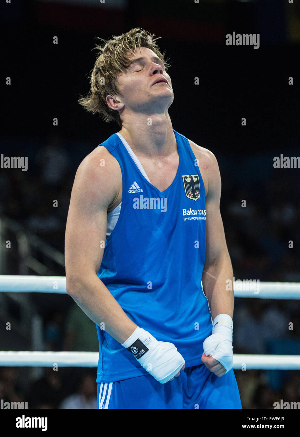 Baku, Azerbaijan. 25th June, 2015. Germanys Azize Nimani reacts after ...