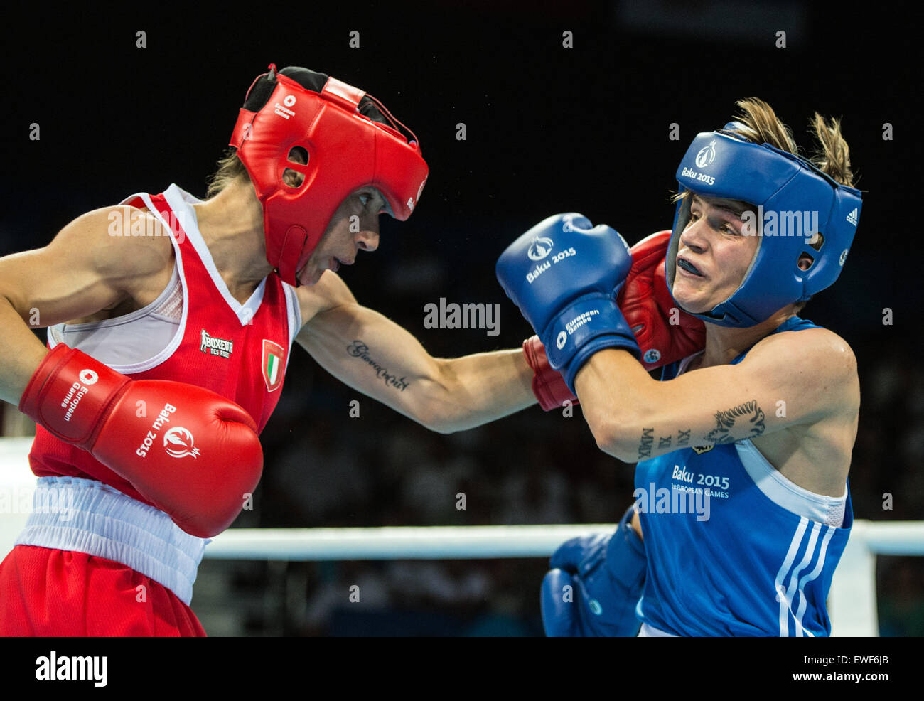 Baku, Azerbaijan. 25th June, 2015. Germanys Azize Nimani (blue ...