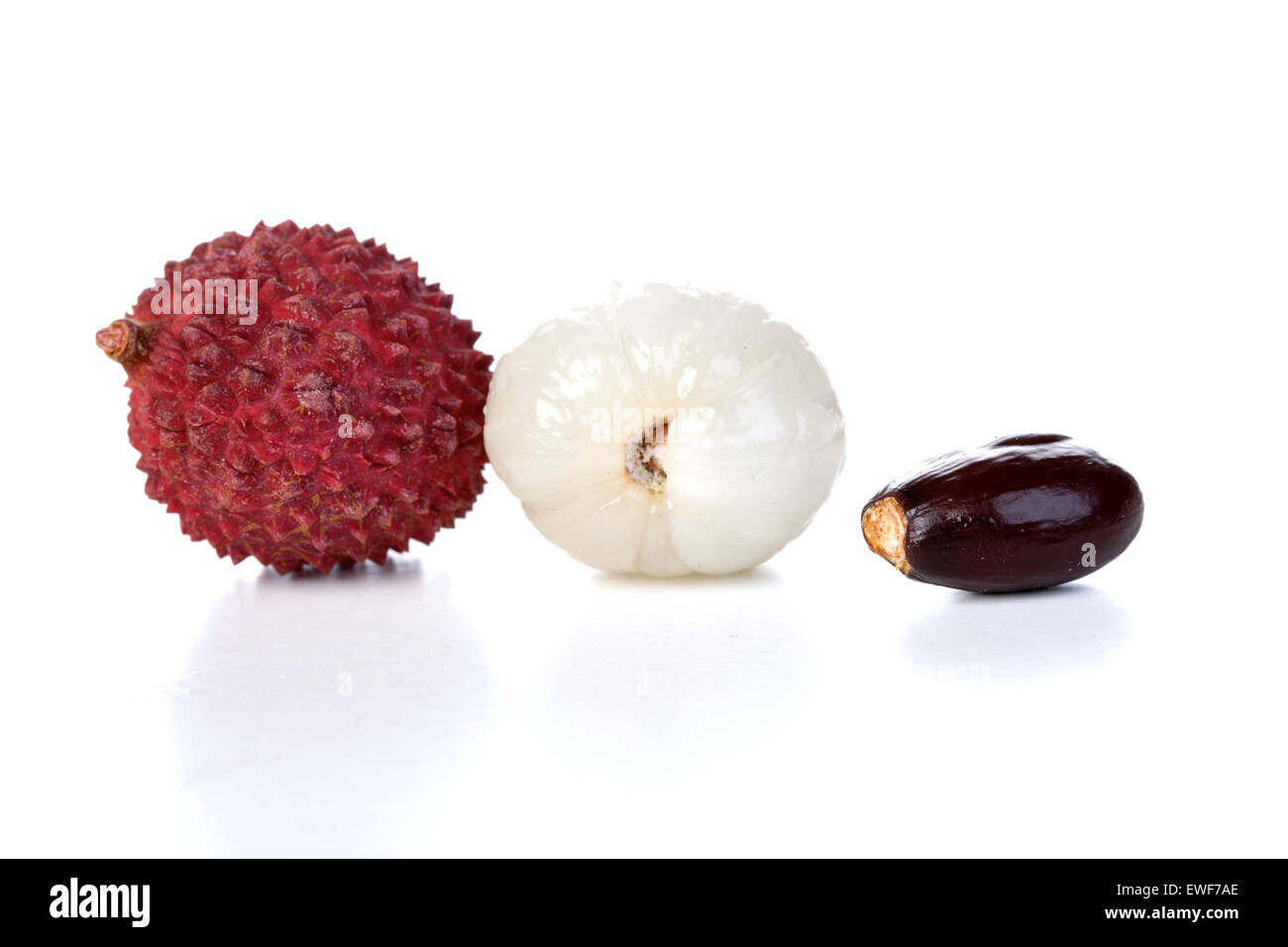 Lichee on white backgound - close-up Stock Photo - Alamy