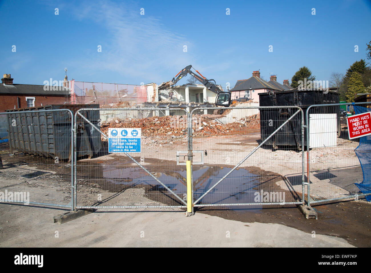 Demolition site former factory building, Woodbridge, Suffolk, England ...