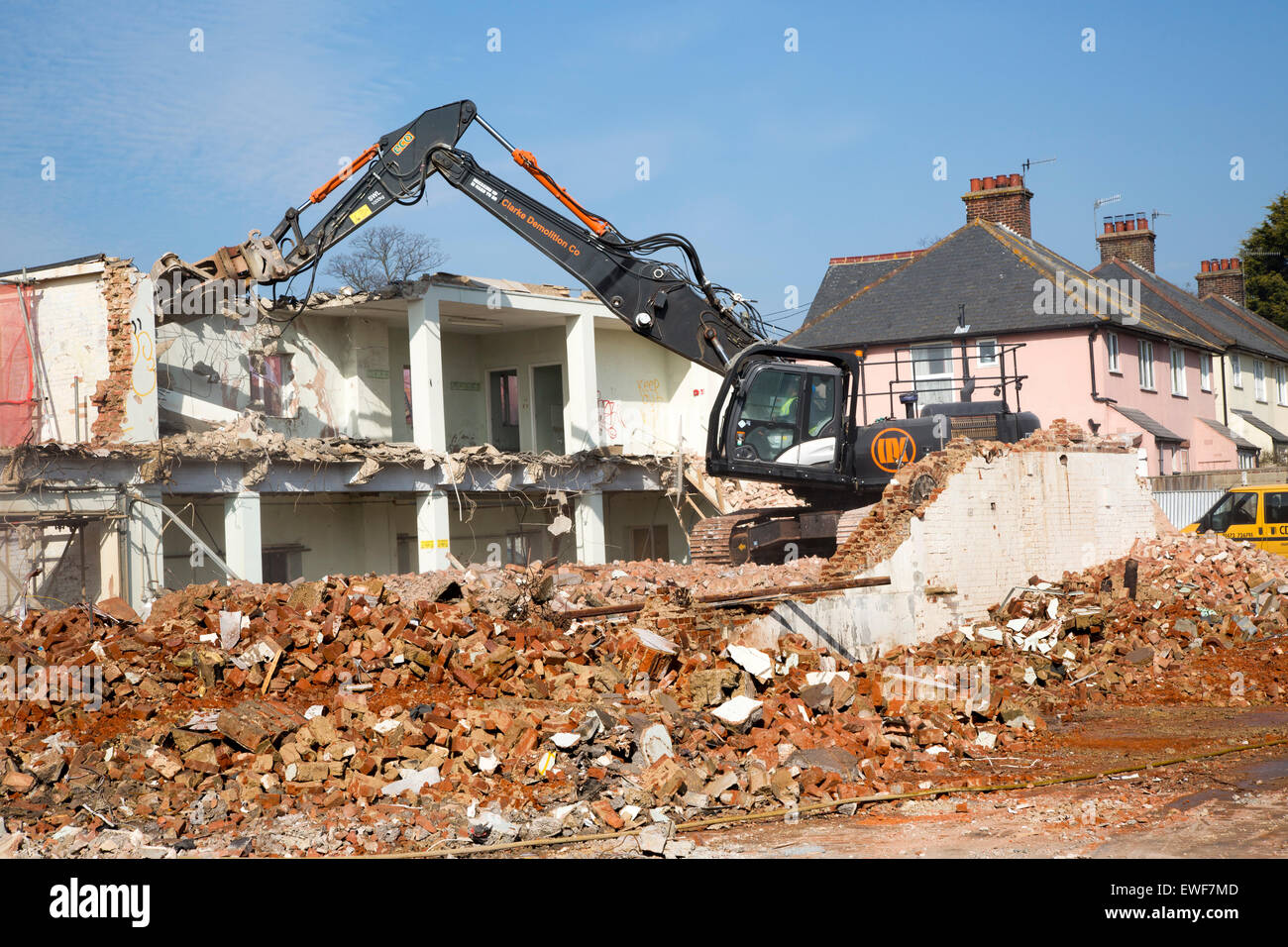 Demolition site former factory building, Woodbridge, Suffolk, England ...
