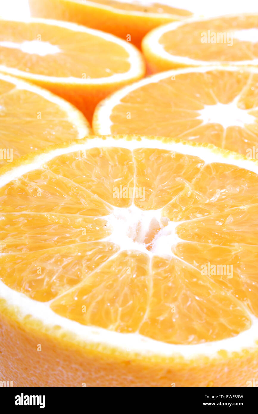 Closeup of sliced oranges - studio shot Stock Photo - Alamy