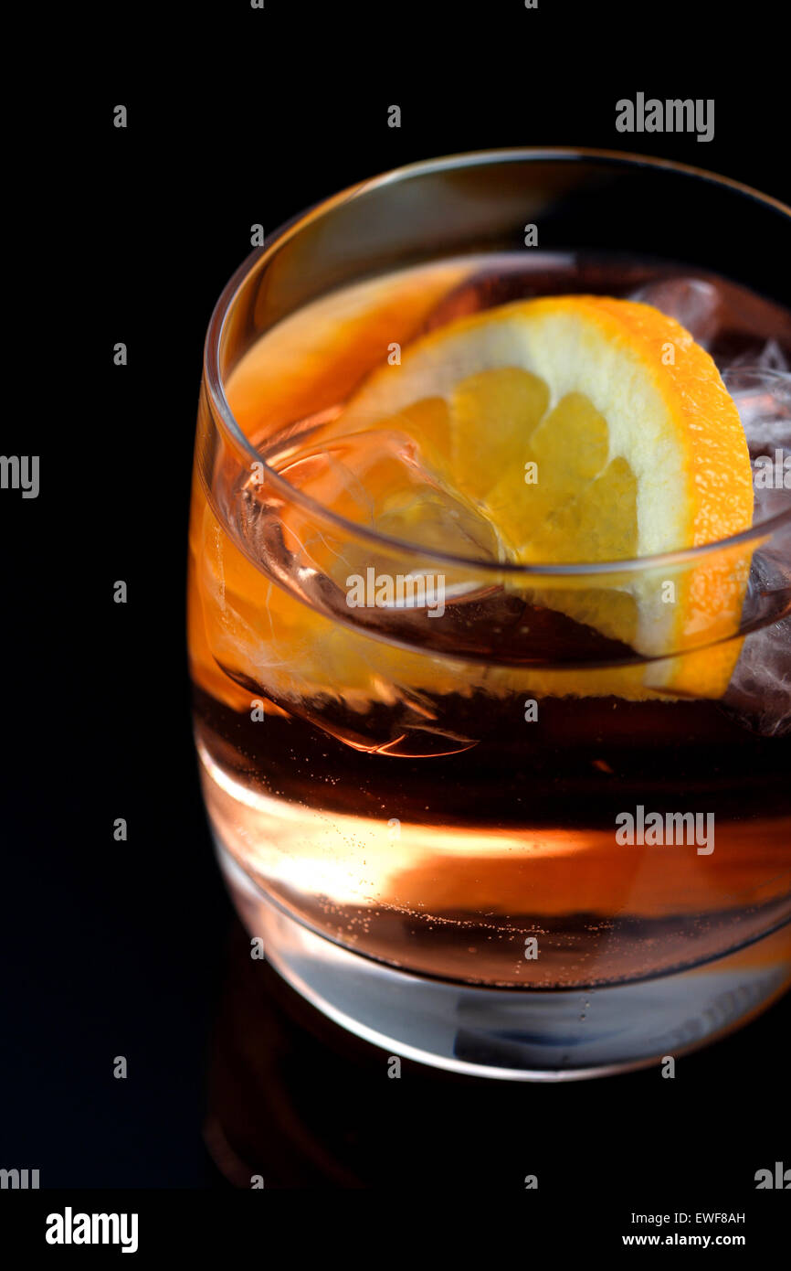 Glass of beverage with ice Stock Photo - Alamy