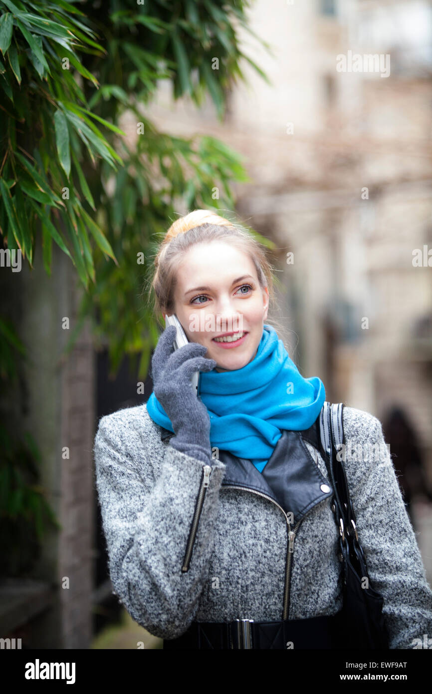 WOMAN WITH PHONE Stock Photo - Alamy