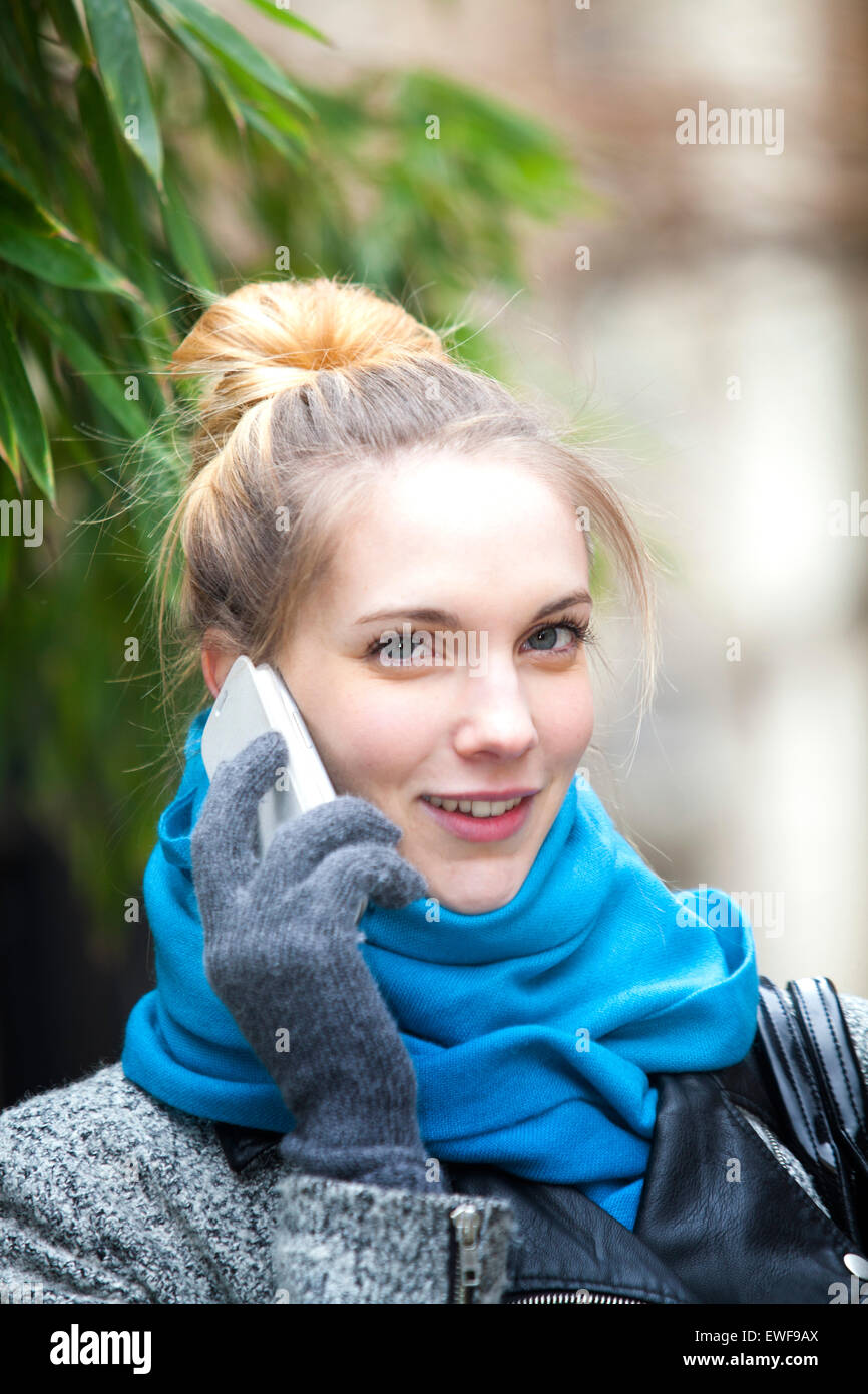 WOMAN WITH PHONE Stock Photo - Alamy