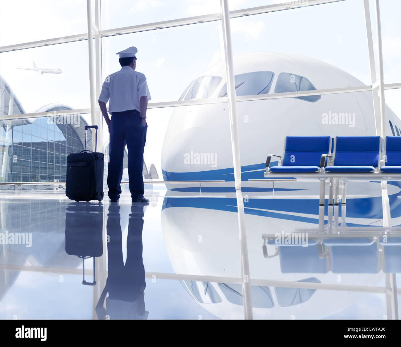 Pilot Waiting Airport Airplane Terminal Airplane Stock Photo - Alamy
