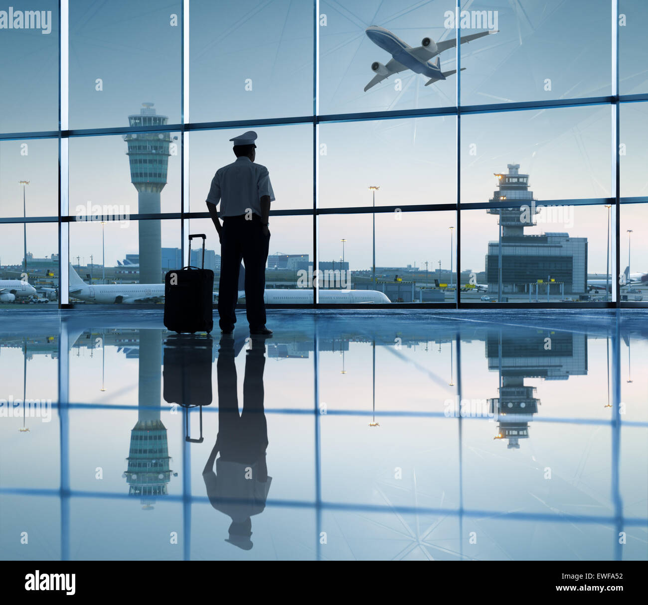 Pilot Waiting in the Airport Stock Photo - Alamy