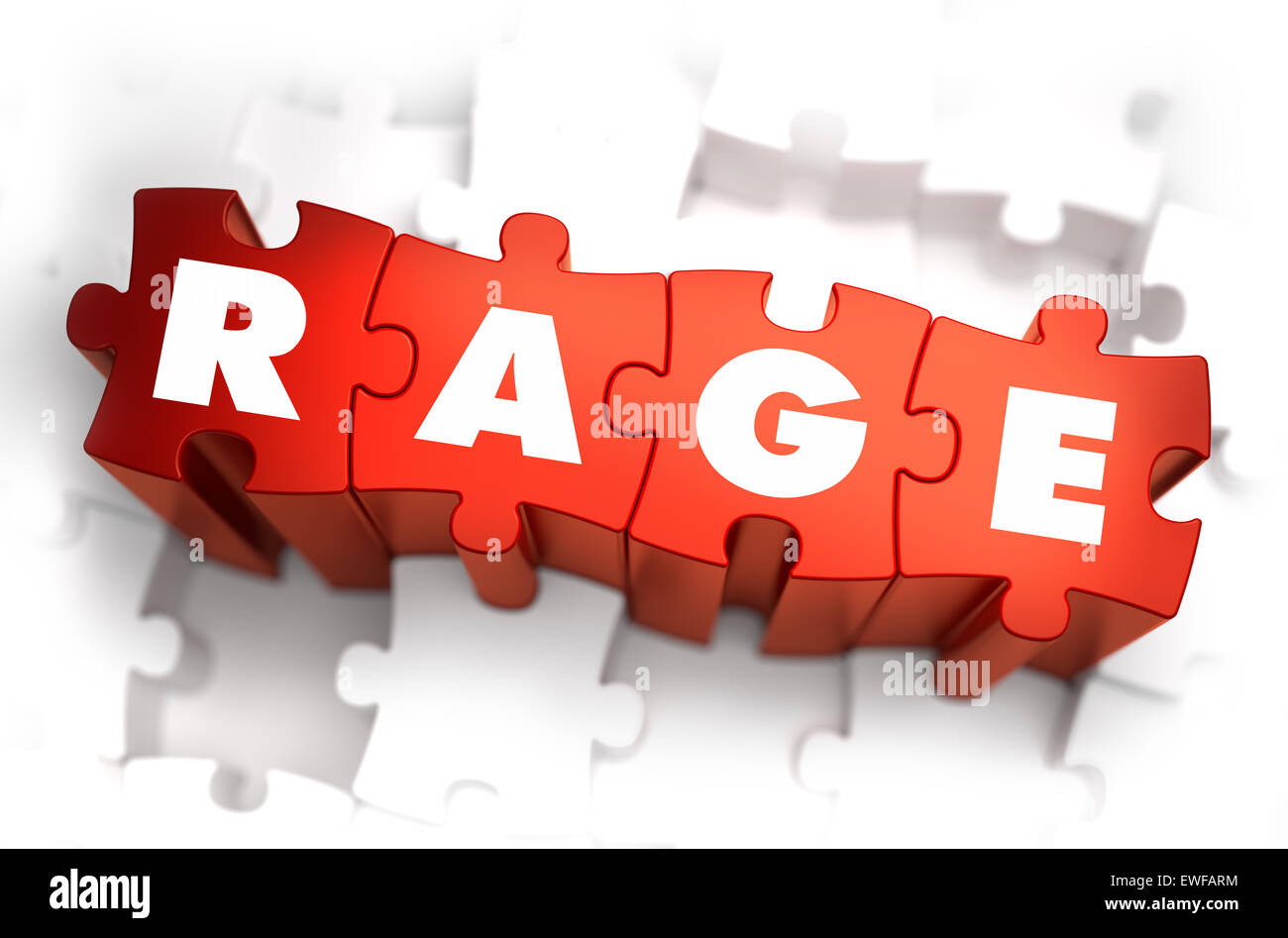 Rage - White Word on Red Puzzles Stock Photo - Alamy