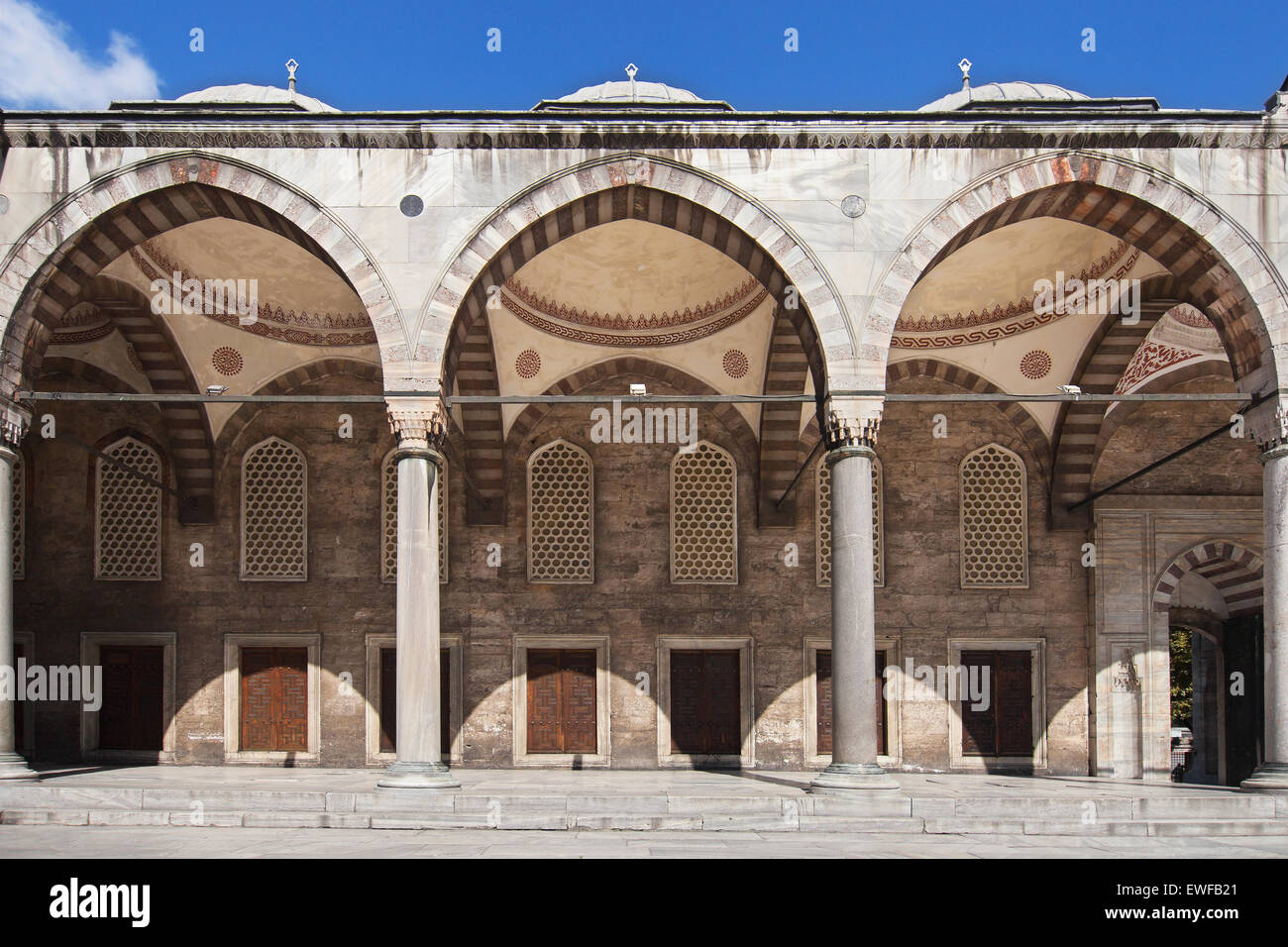 Arcade of the courtyard of the Blue Mosque, Istanbul, Turkey Stock ...