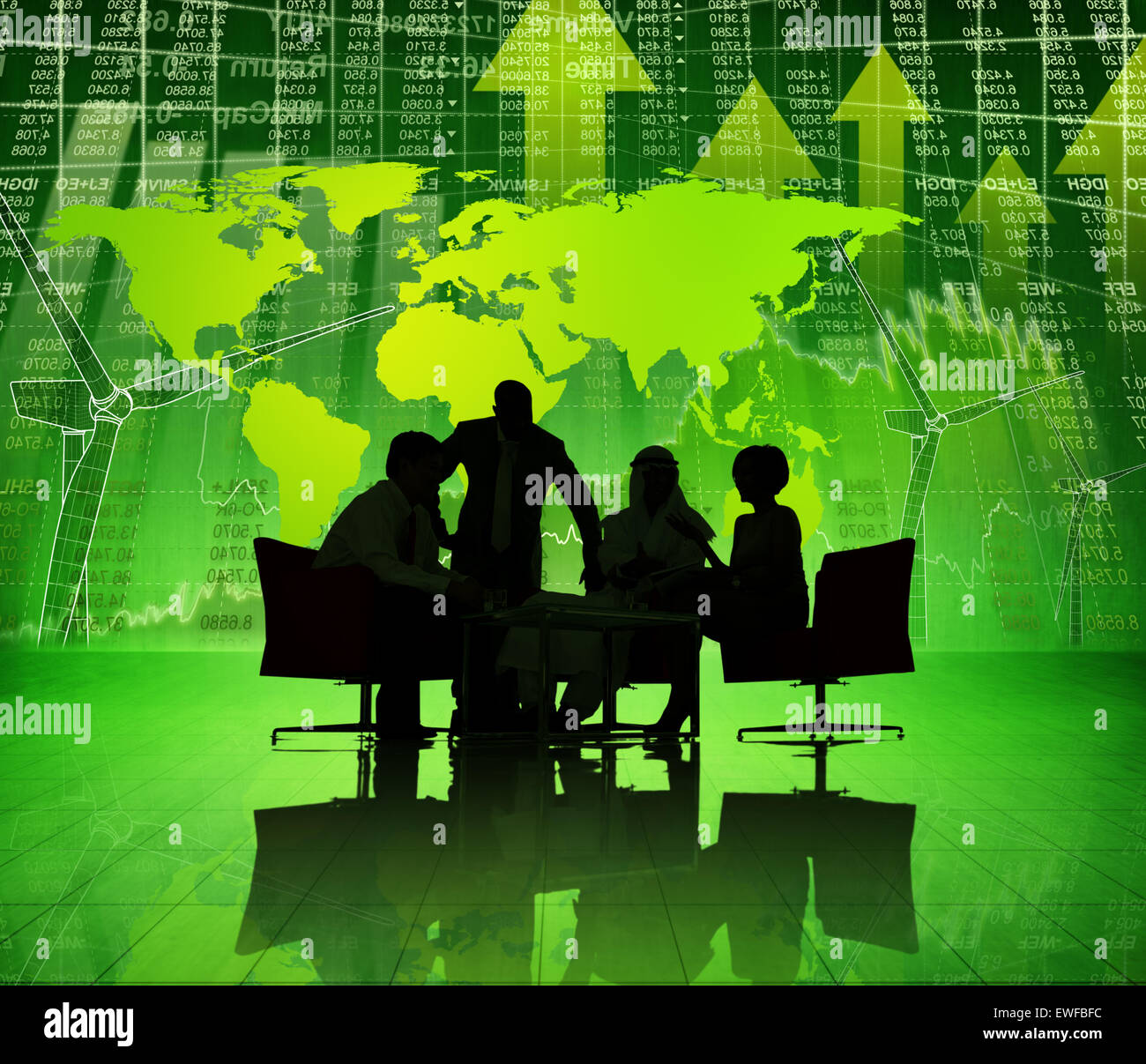 Group of Business People on Green World Economic Stock Photo - Alamy