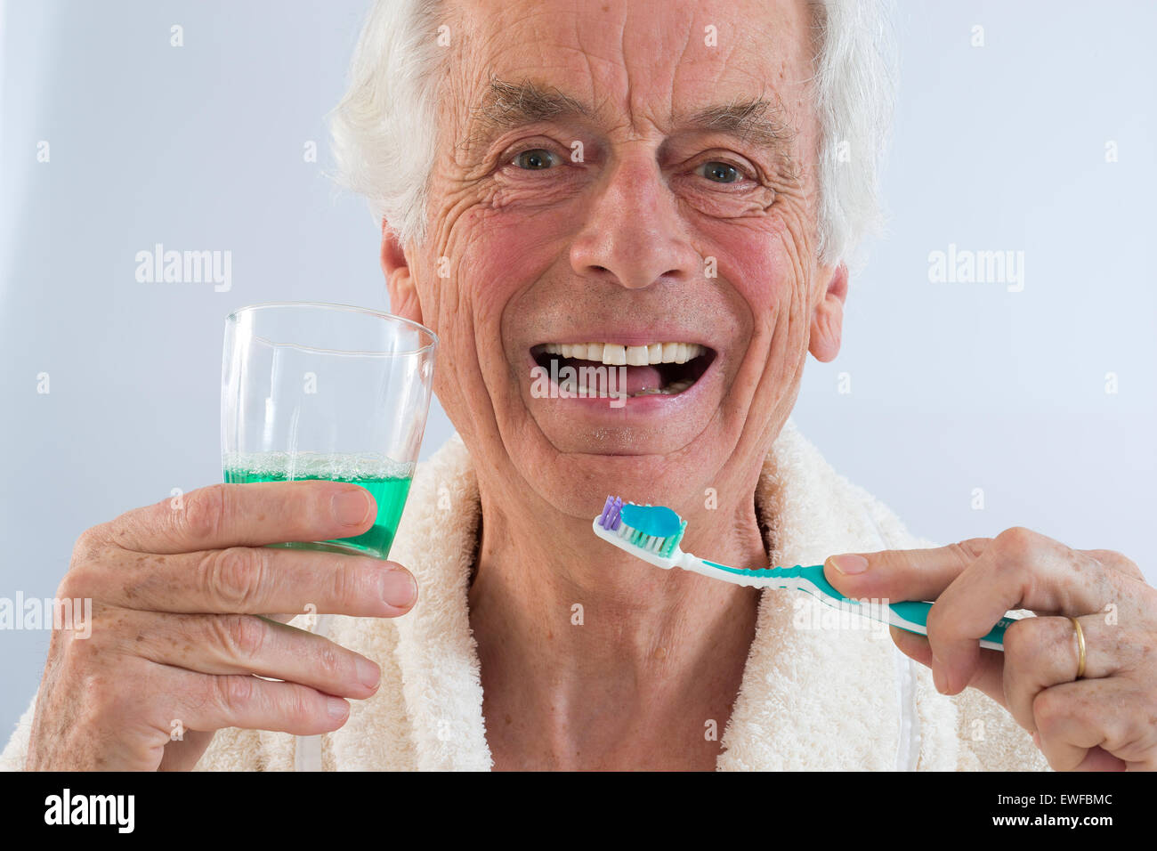 Senior man brushing teeth hi-res stock photography and images - Alamy