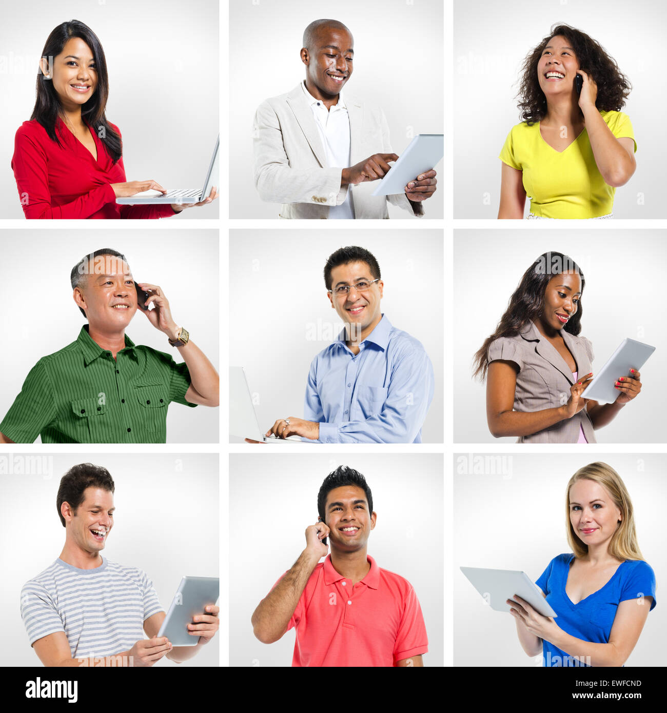 Group of People with Global Communication Stock Photo - Alamy