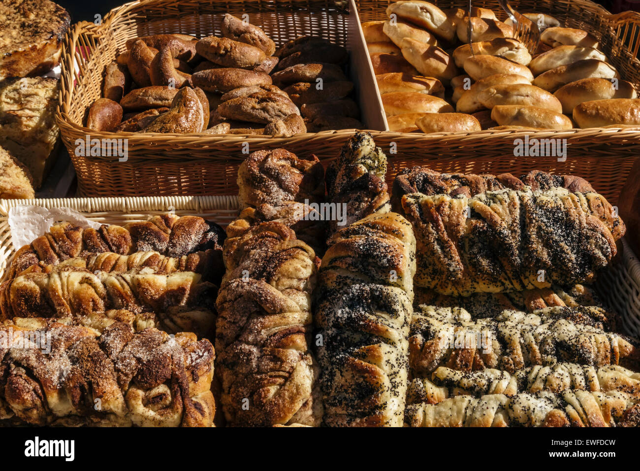 Bread and pastry products for sale at Farmer's Market, Bergs Bazaar ...